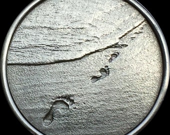 Footprints in the Sand Bronze Medallion Chip Coin Token Foot | Etsy