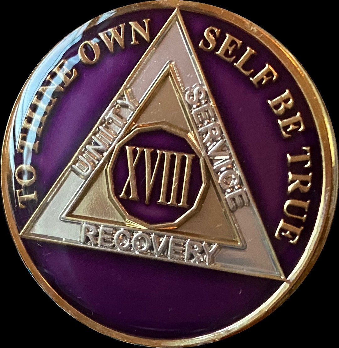 18 Year AA Medallion Metallic Purple Tri-plate Sobriety Chip - Etsy