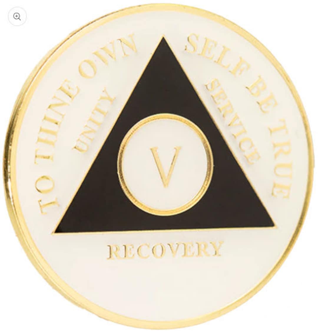 1 - 50 Year AA Medallion White Glow in the Dark Black Sobriety Chip - Etsy