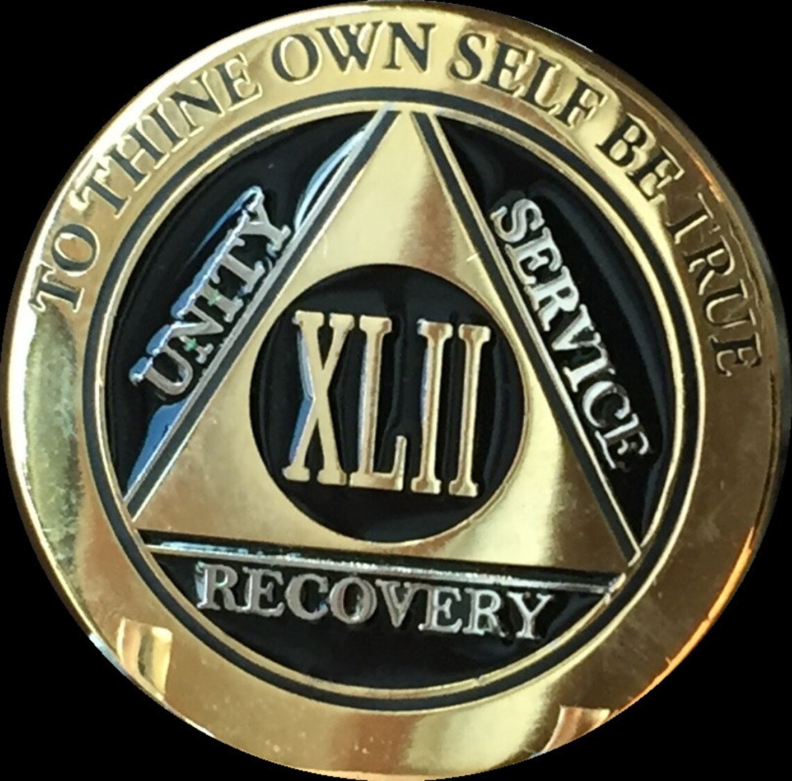 42 43 44 or 45 Year AA Medallion Elegant Black and Gold and Silver ...