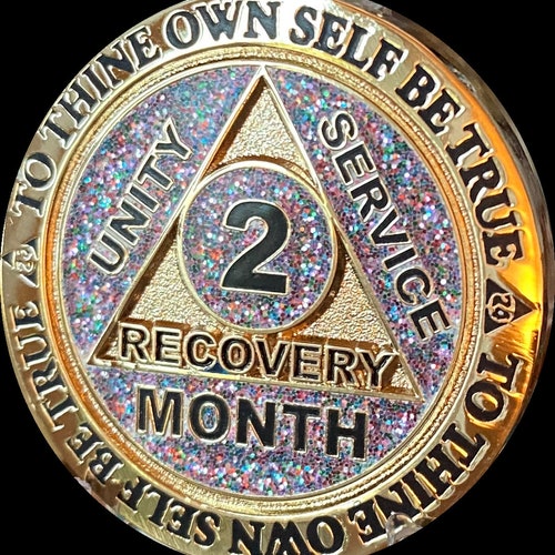 100 Days AA Medallion Reflex Blue Gold Plated Sobriety Chip - Etsy