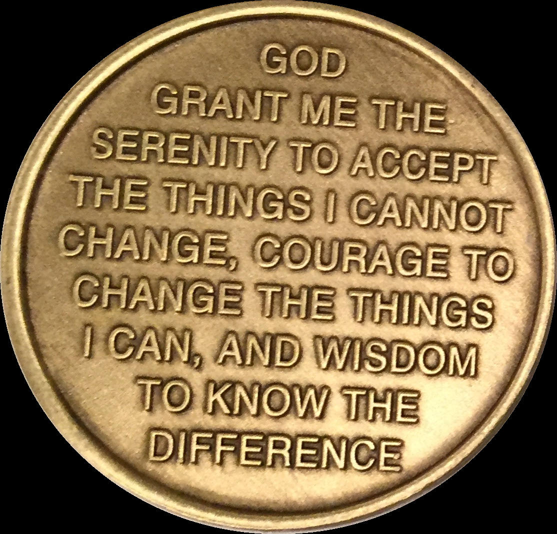 Wood Cross Rose One Day at A Time Bronze Serenity Prayer Medallion AA ...