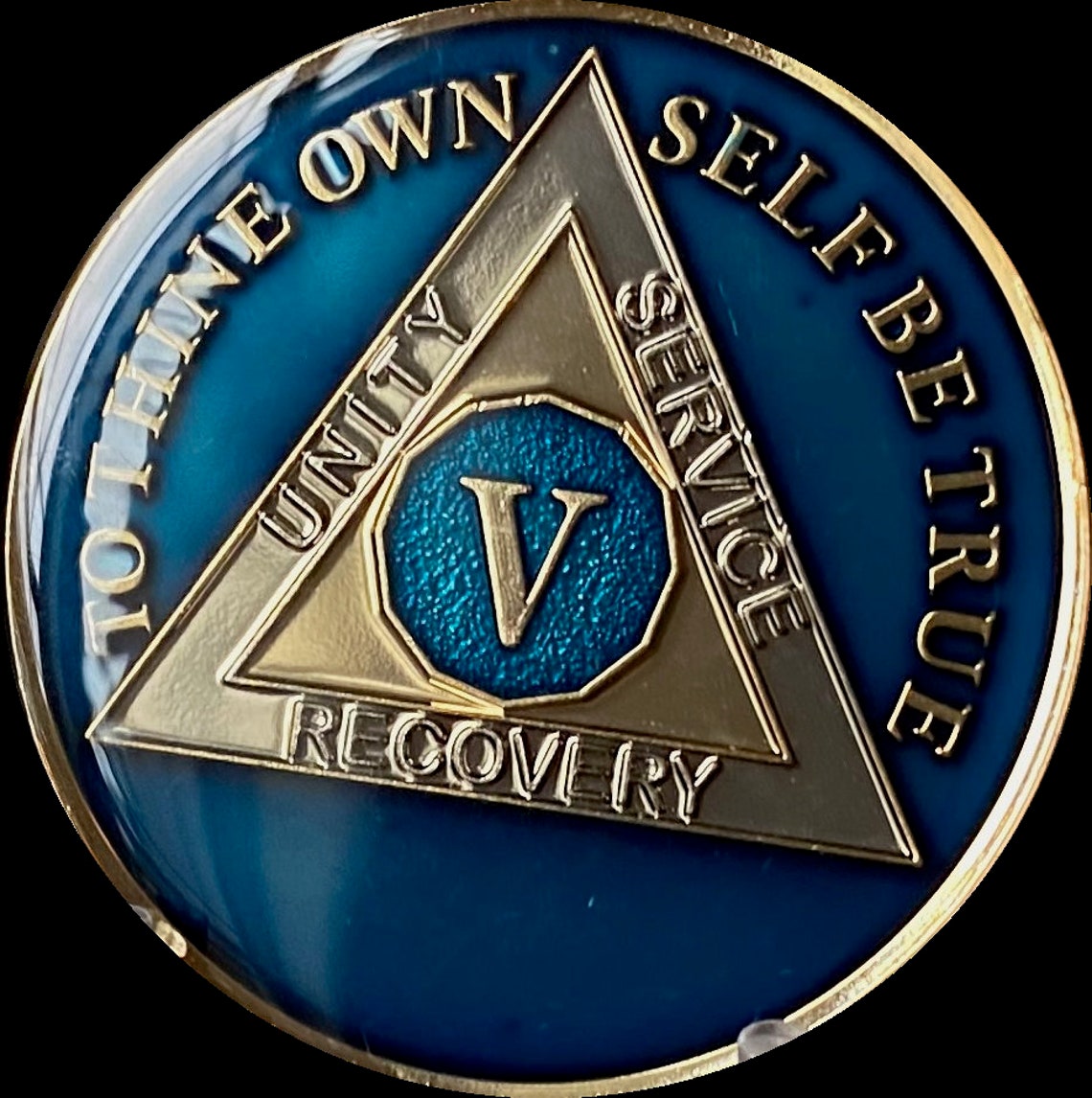 5 Year AA Medallion Metallic Midnight Blue Tri-plate Sobriety Chip - Etsy
