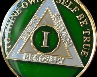 10 Year AA Medallion Metallic Midnight Blue Tri-plate Sobriety - Etsy