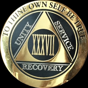 37 38 39 40 or 41 Year AA Medallion Elegant Black and Gold and Silver ...