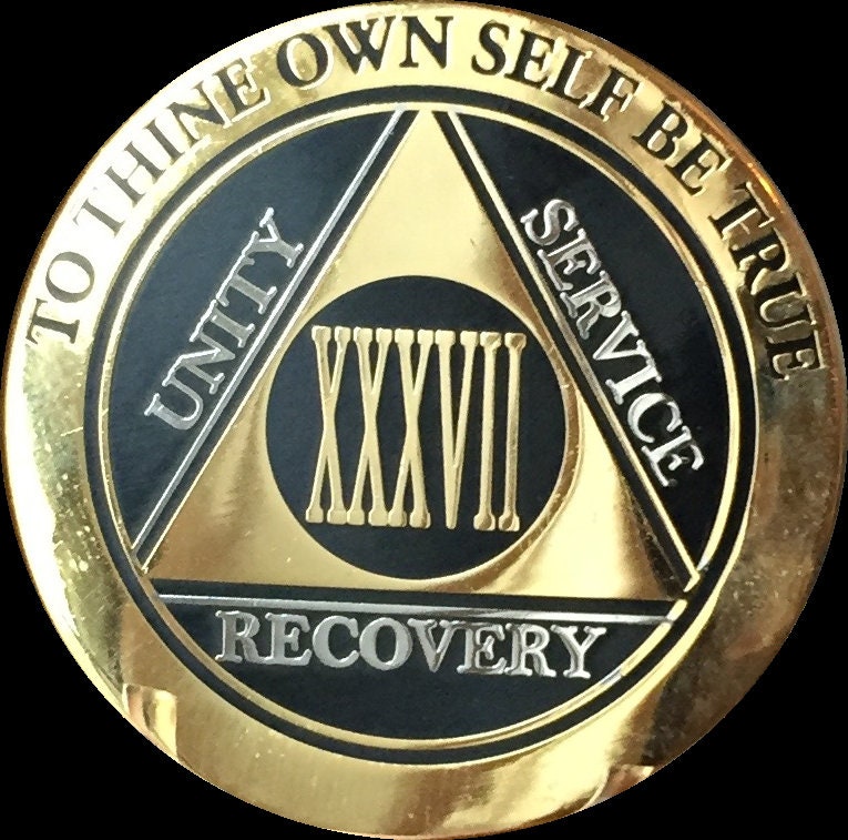 37 38 39 40 or 41 Year AA Medallion Elegant Black and Gold and Silver ...