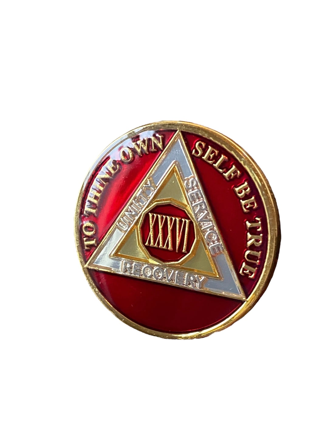 36 Year AA Medallion Metallic Mandarin Red Tri-plate Sobriety Chip - Etsy