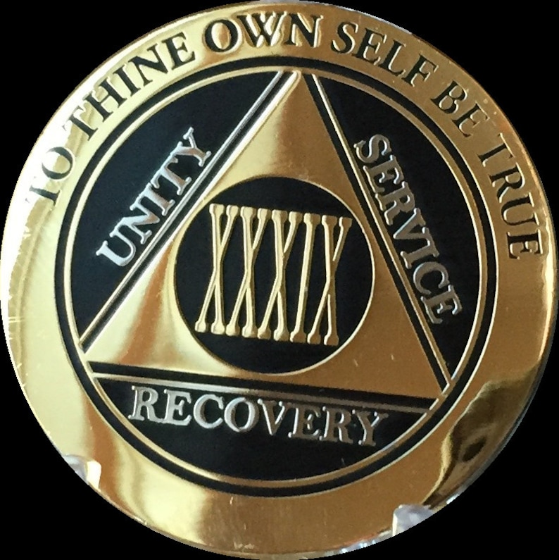 37 38 39 40 or 41 Year AA Medallion Elegant Black and Gold and Silver ...