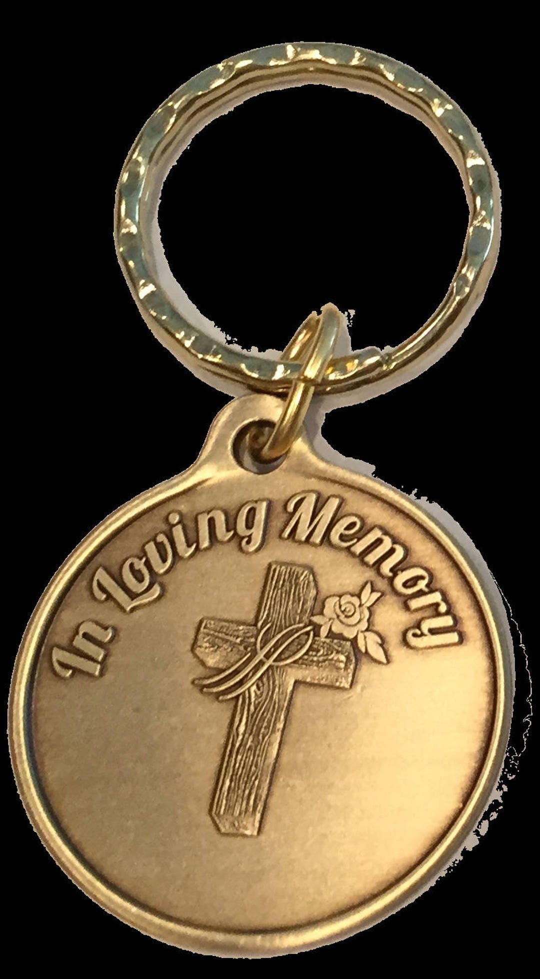 In Loving Memory Cross Rose Memorial Bronze Keychain Gift - Etsy