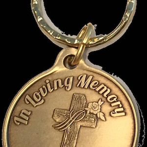 In Loving Memory Cross Rose Memorial Bronze Keychain Gift - Etsy