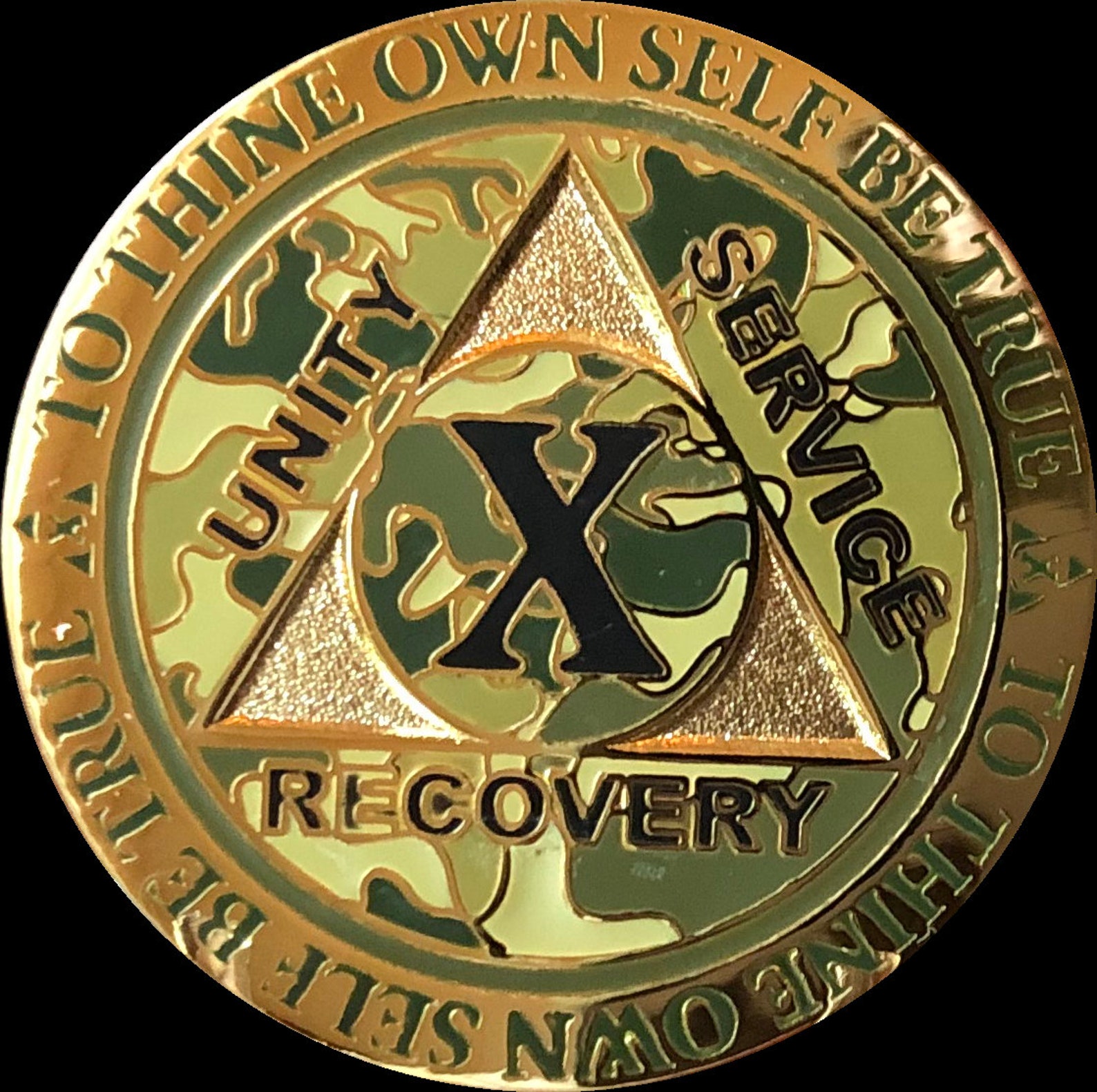 Camo Color AA Medallion 1 15 25 and 30 Year Gold Plated - Etsy