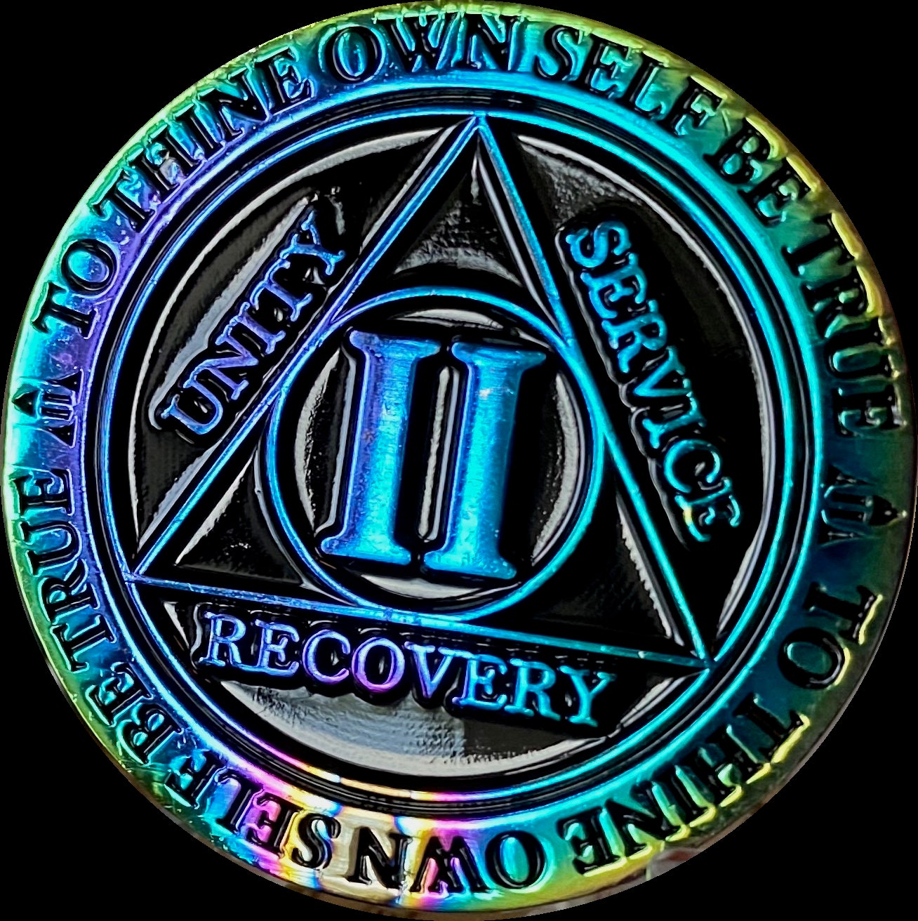 1 2 3 4 5 6 7 8 9 or 10 Year AA Medallion Reflex Rainbow Plated Black ...