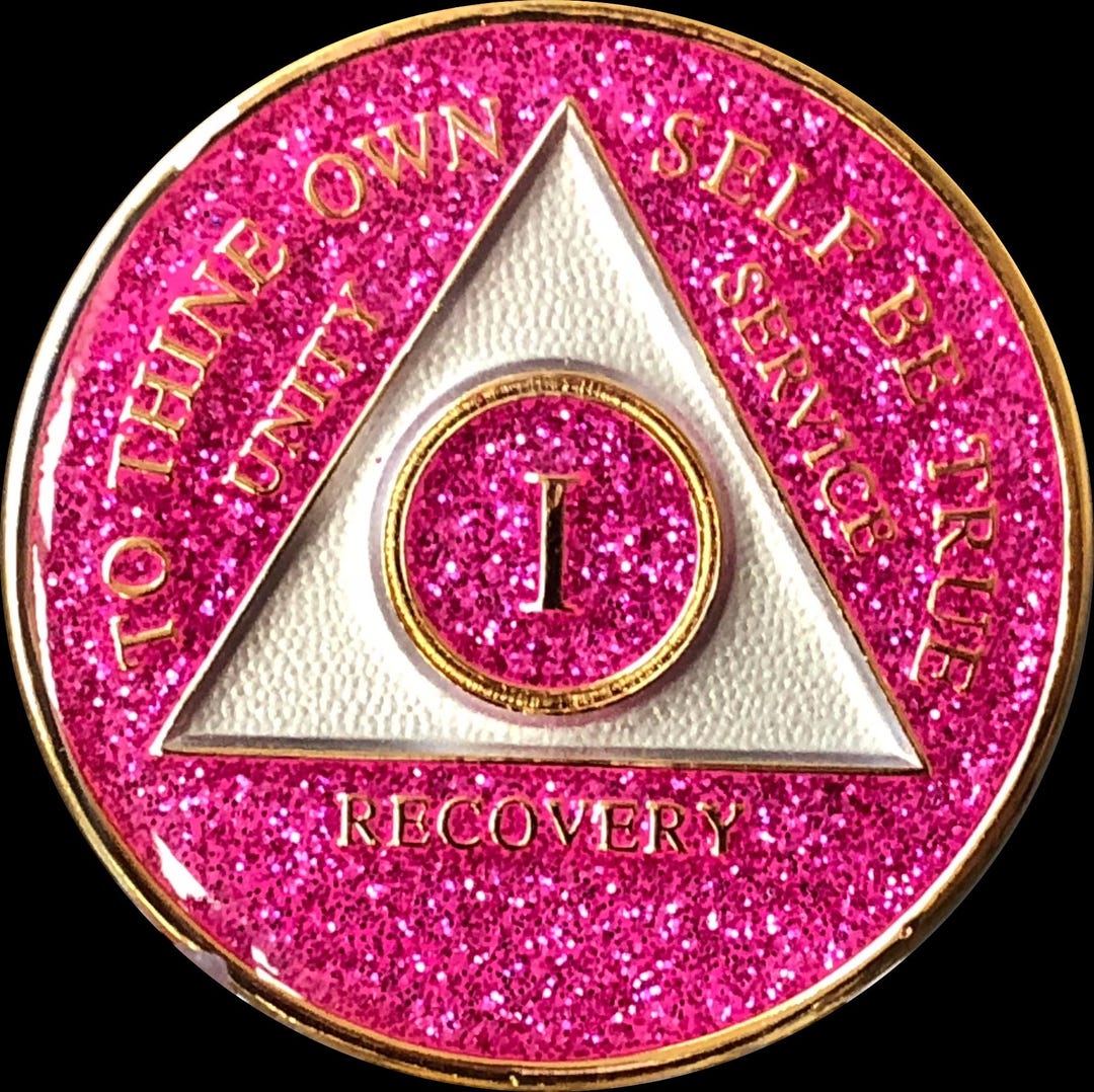 1 - 50 Year AA Medallion Tri-plate Pink Glitter Sobriety Chip - Etsy
