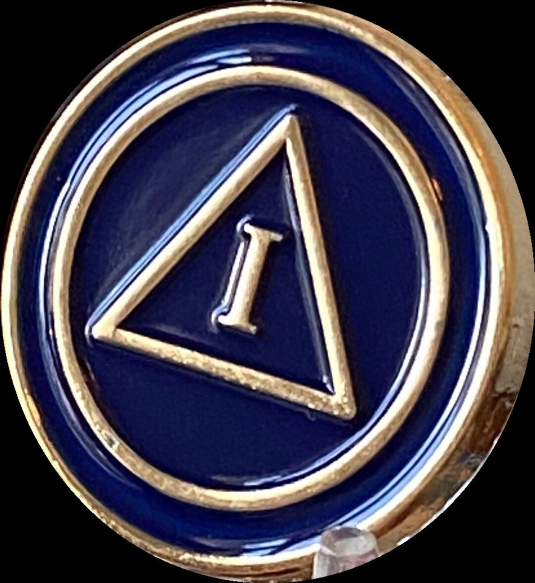 1 2 3 4 5 6 7 8 9 10 Year AA Lapel Pin Blue Color Gold Plated Circle ...