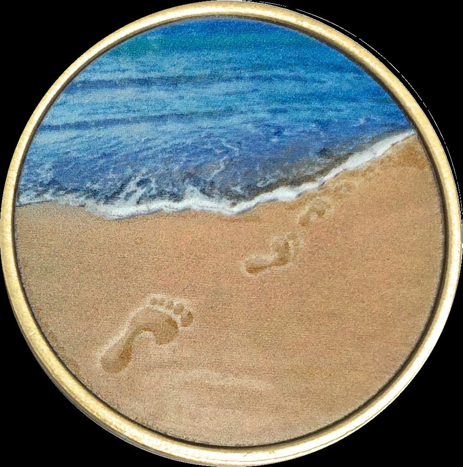 Footprints in the Sand Tropical Blue and Bronze Medallion Chip Coin ...