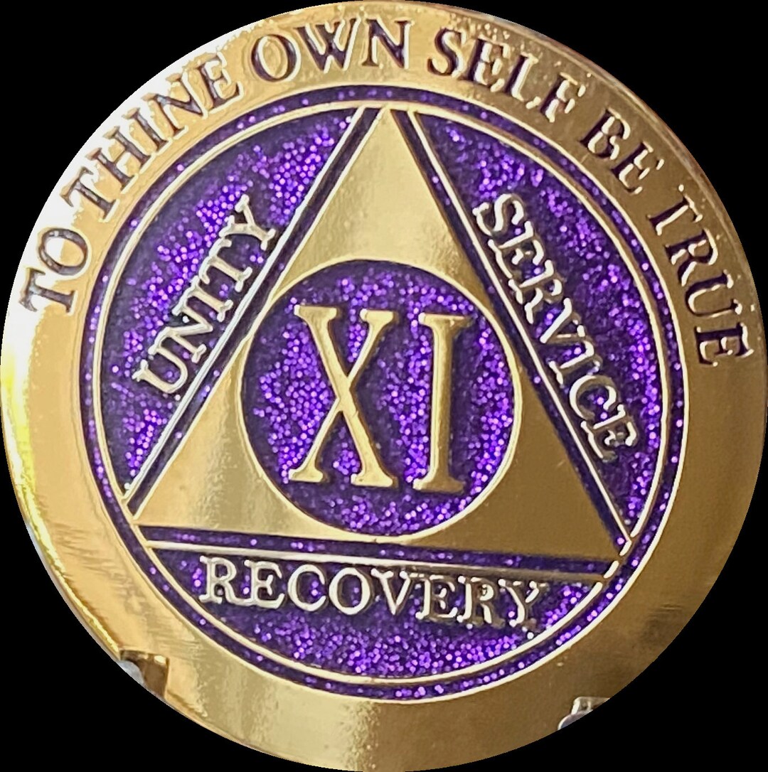 11 12 13 14 or 15 Year AA Medallion Elegant Purple Glitter Gold Plated ...