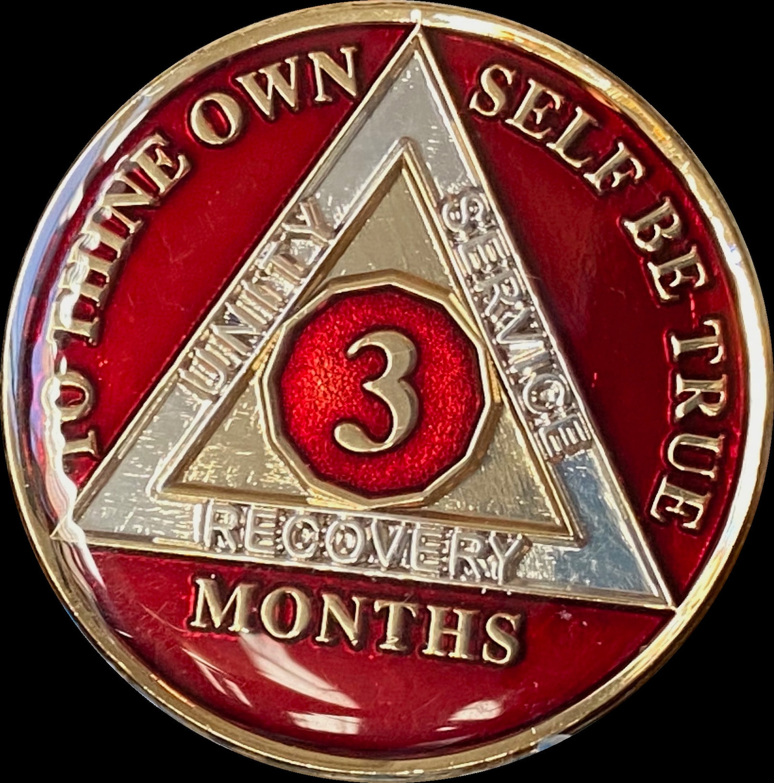 1 2 3 4 5 6 7 8 9 10 11 or 18 Month AA Medallion Metallic Red Tri-plate ...