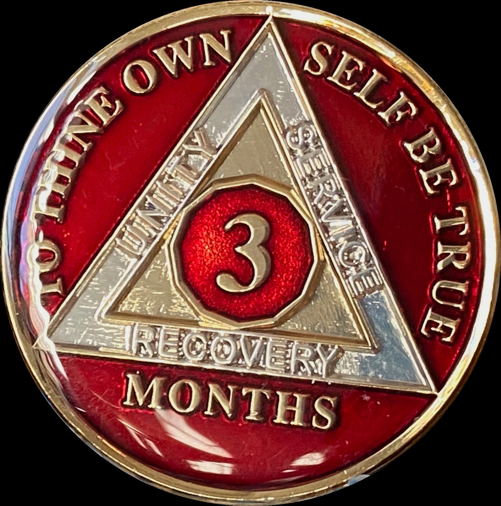 1 2 3 4 5 6 7 8 9 10 11 or 18 Month AA Medallion Metallic Red Tri-plate ...