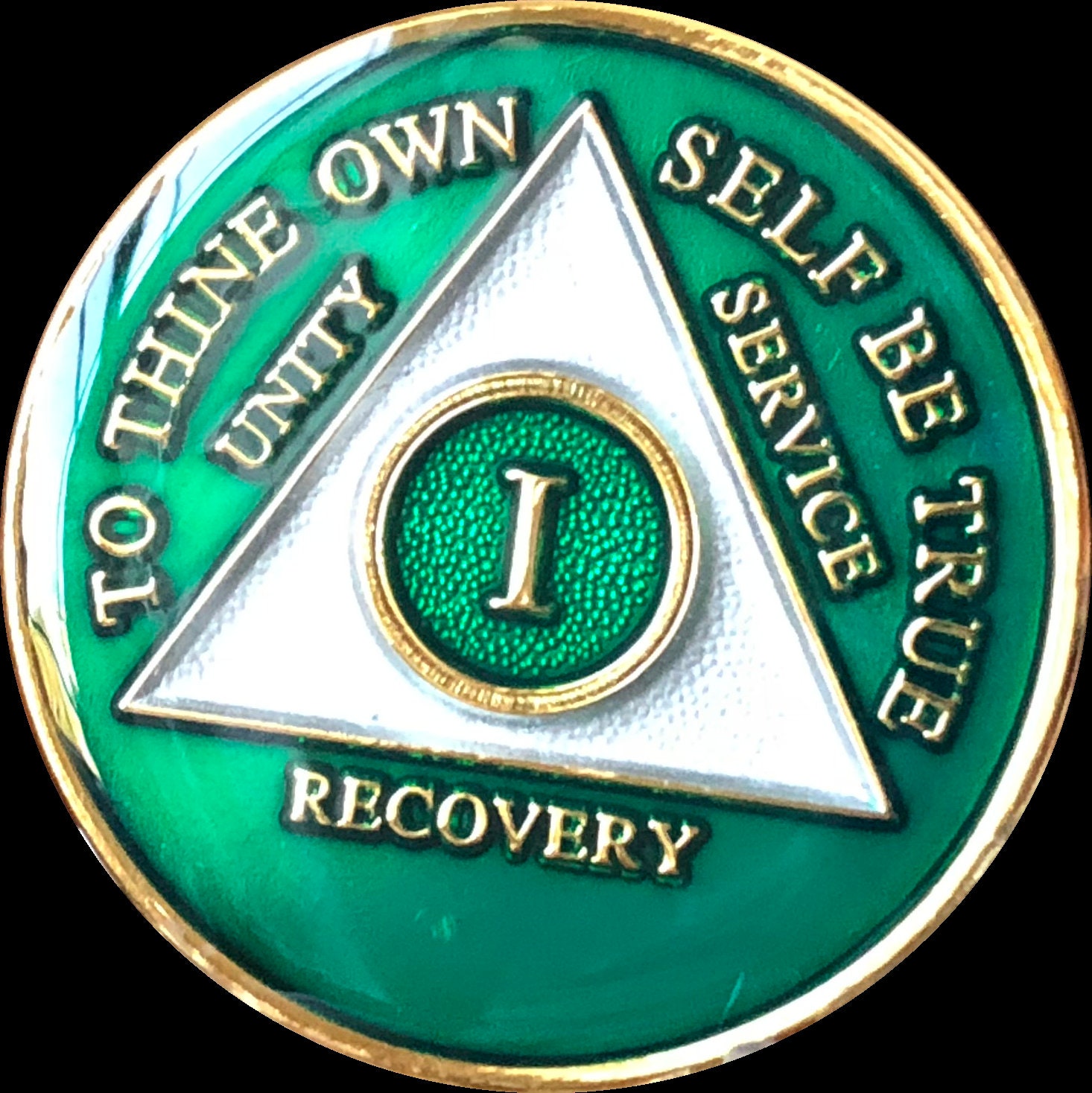 1 - 50 Year AA Medallion Green Tri-plate Sobriety Chip - Etsy