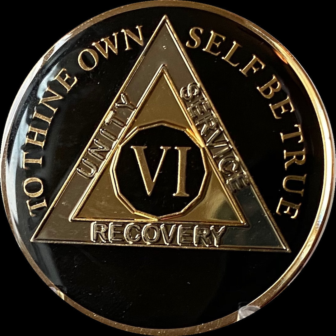 6 Year AA Medallion Classic Black Tri-plate Sobriety Chip - Etsy