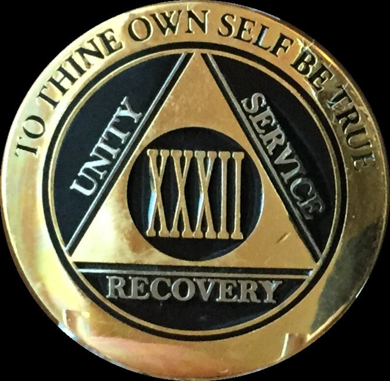 32 33 34 35 or 36 Year AA Medallion Elegant Black and Gold and Silver ...