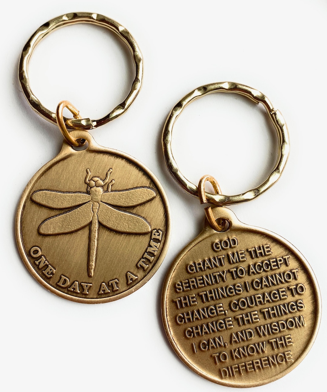 Dragonfly One Day at A Time Keychain With Serenity Prayer - Etsy