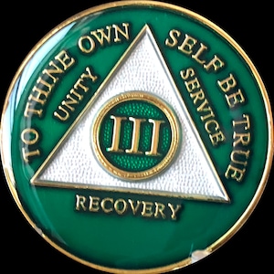 1 - 50 Year AA Medallion Green Tri-plate Sobriety Chip - Etsy