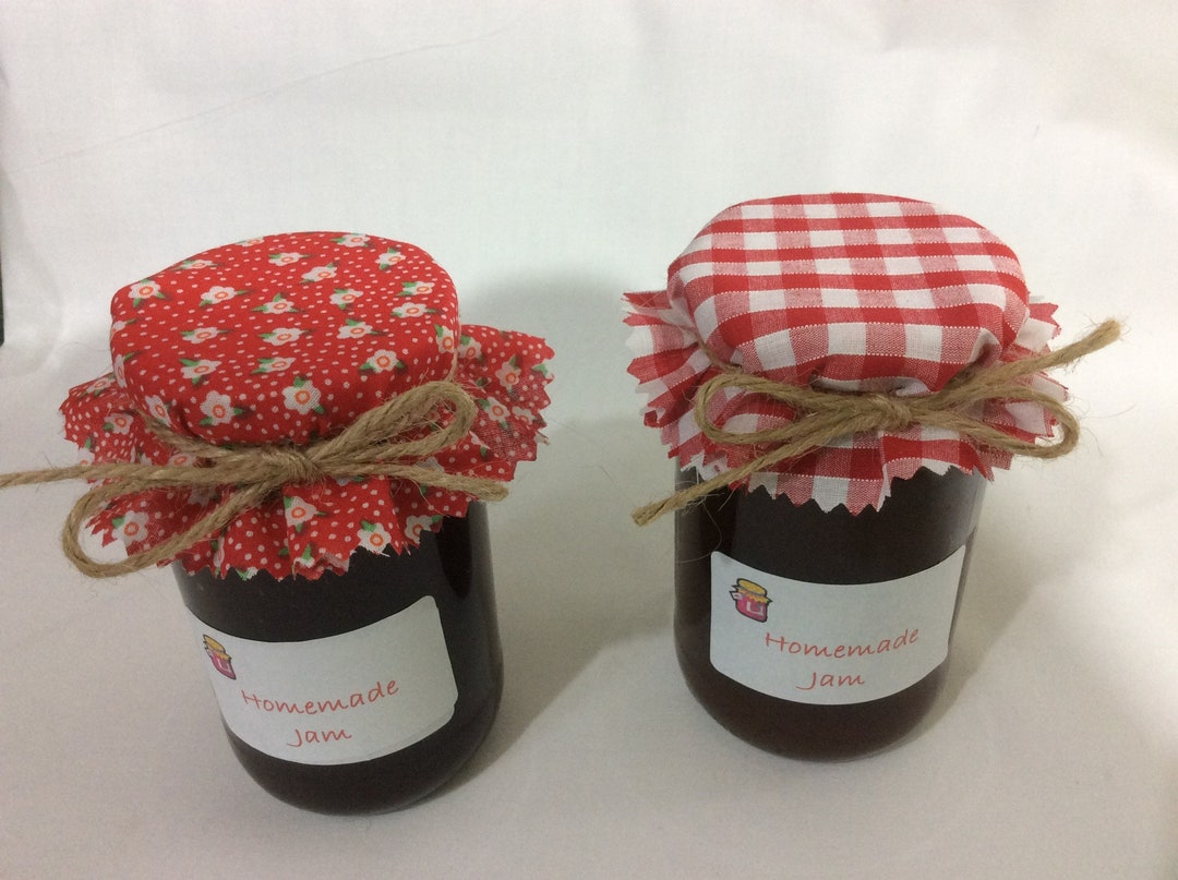 12 X Cloth LID Tops RED Floral and Check Fabric 6 of Each Includes ...