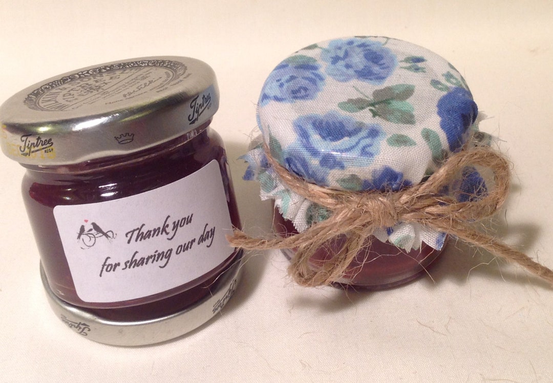 50 X Diy Jam Covers Wedding Fabric Lid Tops Twine/bands/labels Small ...