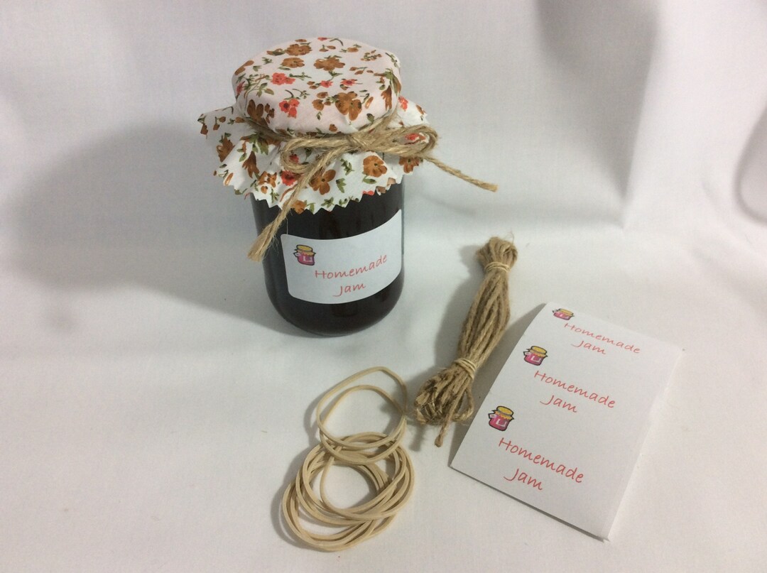 Jam Covers X 12 Floral Fabric Lid Tops Includes Bands Labels - Etsy UK