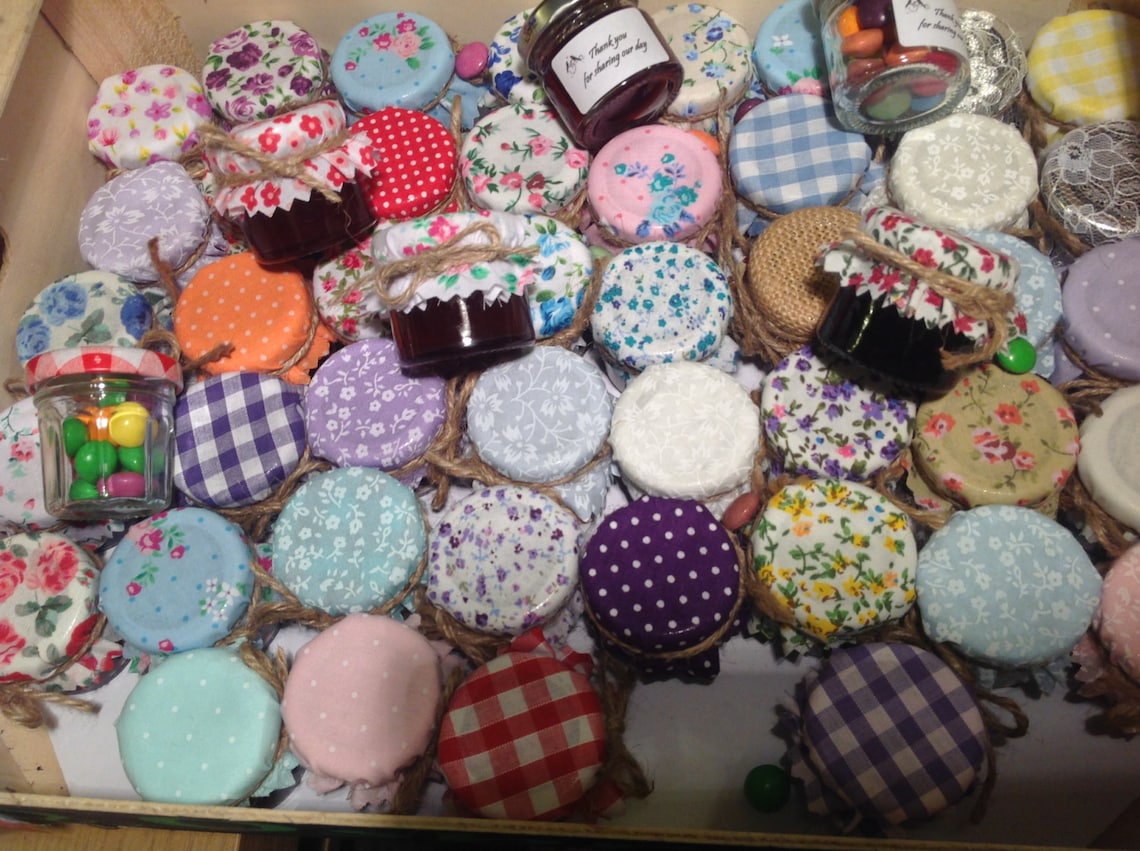 50 X Jam Covers Fabric Lid Tops Twine/bands/labels X 50 - Etsy