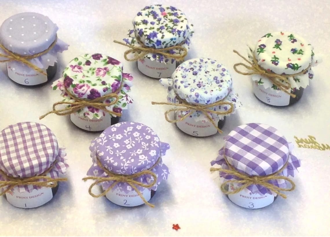100 X Fabric Jam Jar Tops Wedding Jam Covers 3 Sizes Avalible - Etsy