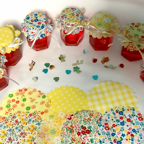 100 X Fabric Jam Jar Tops Wedding Jam Covers 3 Sizes Avalible - Etsy