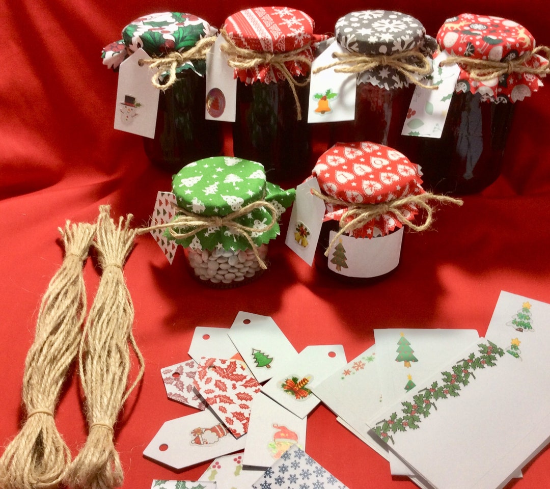 Jam Covers Xmas Mix Fabric Lid Top Covers X 20 Iincludes Bands - Etsy