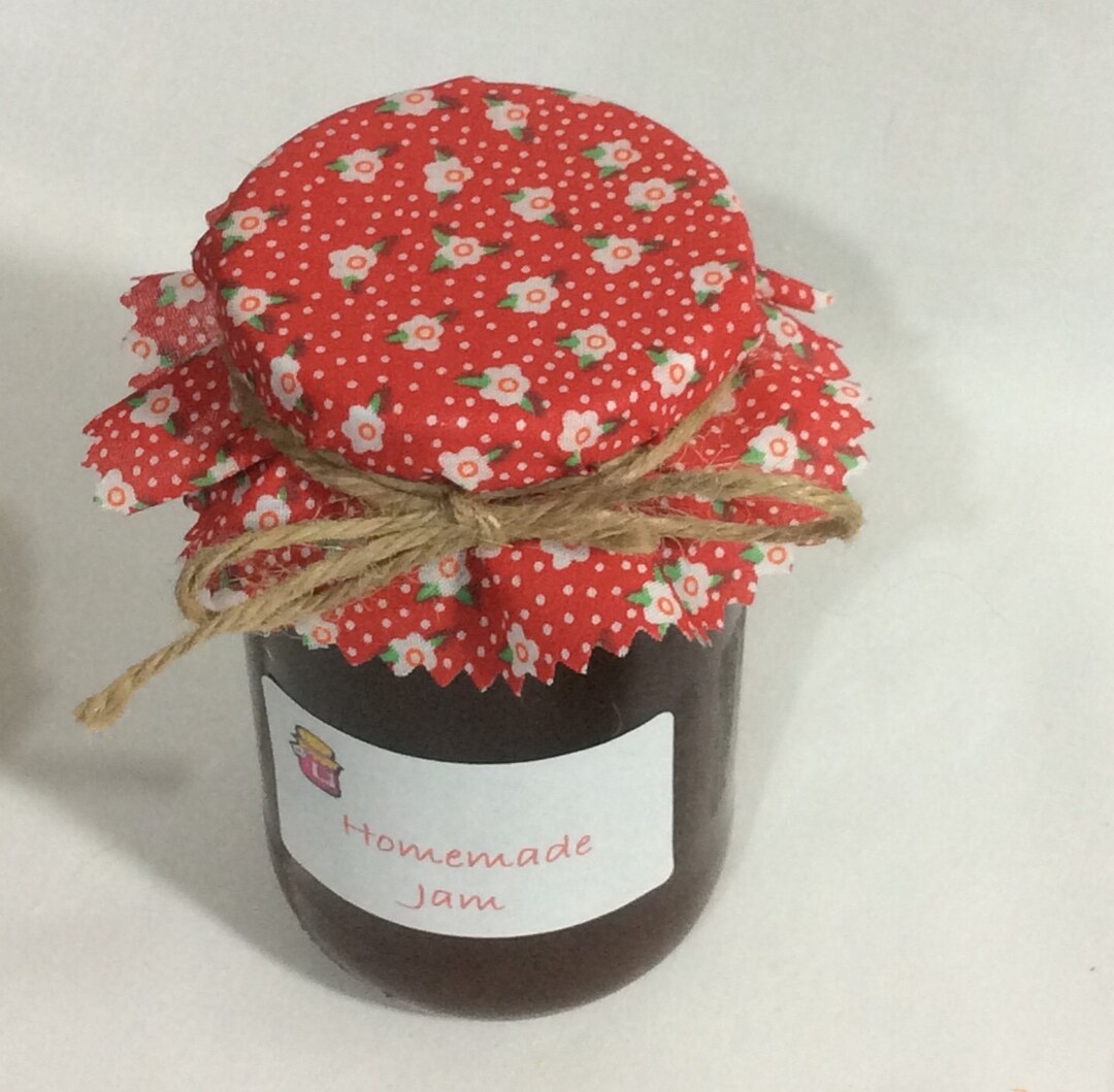 Cloth Jam Jar Tops RED Floral Fabric Includes Rubber Bands and - Etsy UK