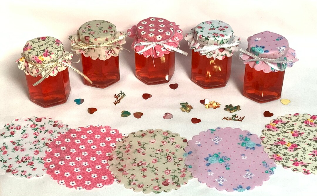 50 X Fabric Jam Jar Wedding Fabric Lid Covers 6 PINK Patterns - Etsy