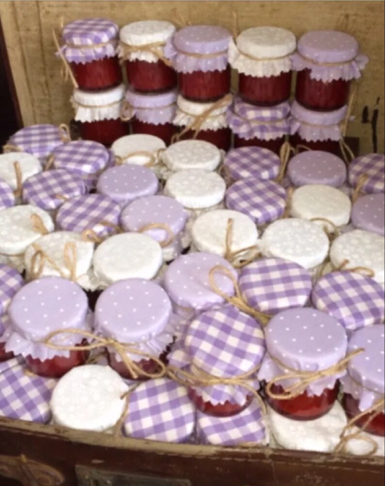 100 X Wedding Favour Fabric Mini Jam Jar Lid Top Covers - Etsy