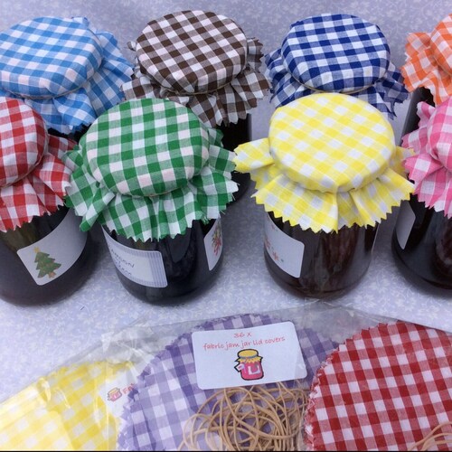 JAM Jar Tops Cloth X 36 GINGHAM Includes Bands. Choose From 11 - Etsy UK