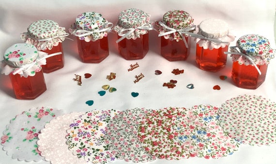 50 X Fabric Jam Jar Wedding Fabric Lid Covers 7 PINK Patterns - Etsy