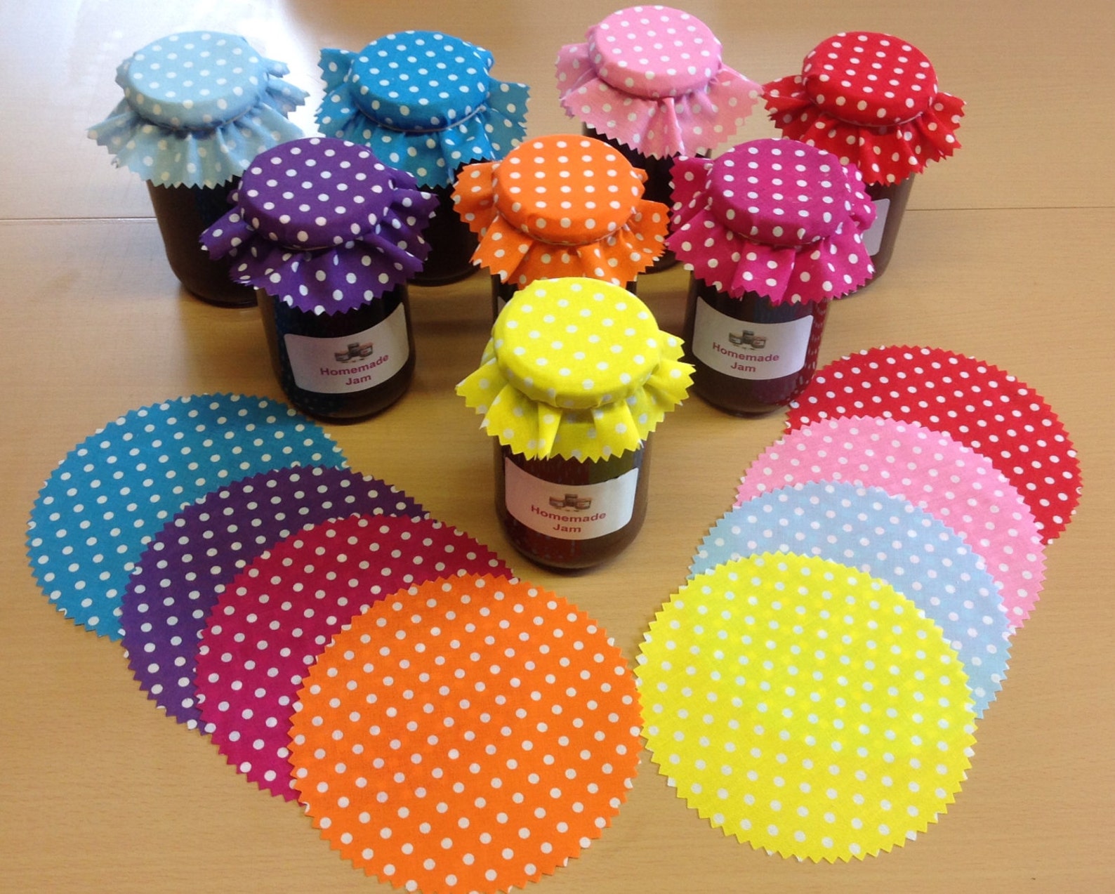 Fabric Jam Covers Twine/bands/labels. X 16 MIXED DOTS - Etsy