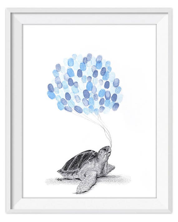 Sea turtle print fingerprint art baby shower gift | Etsy