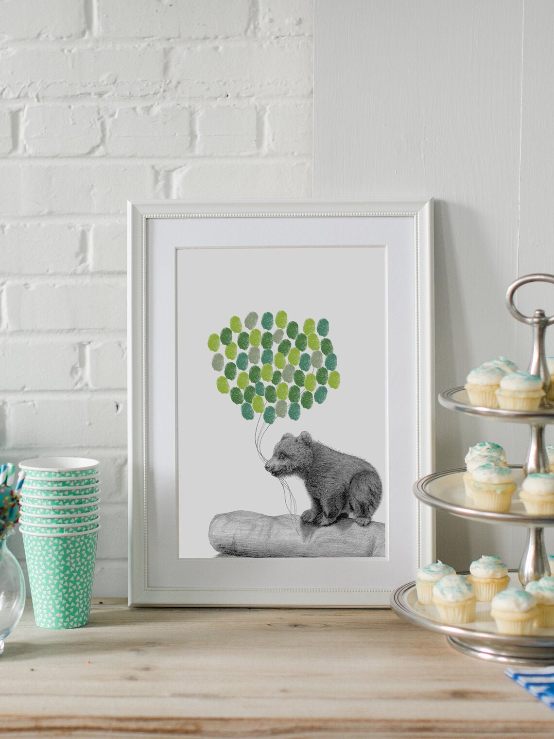 Bear Print | Bear Cub | Fingerprint Balloons | Thumbprint Art | Nursery ...