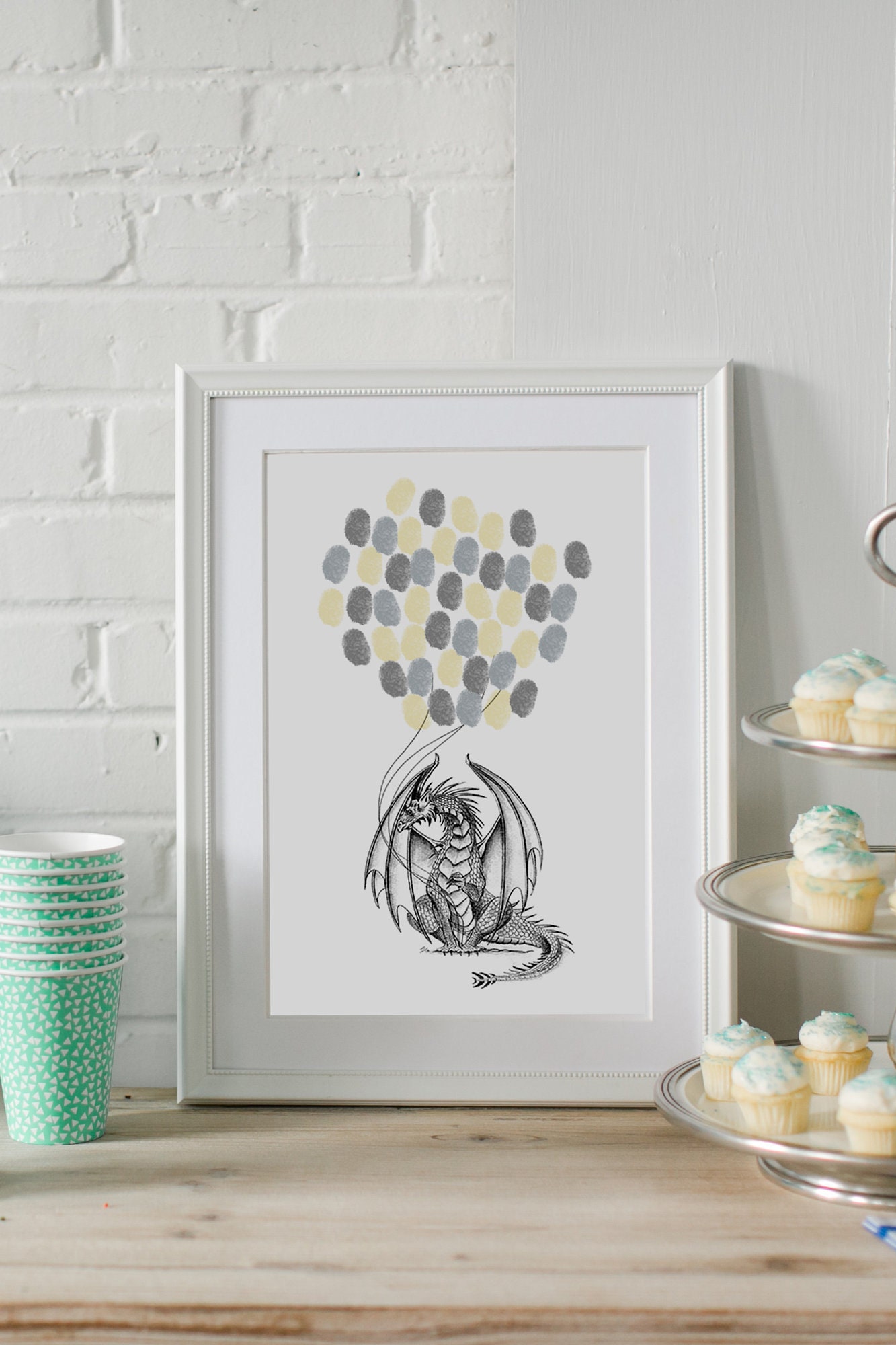 Dragon Print | Fingerprint Balloons | Thumbprint Art | Dragon Party - Etsy