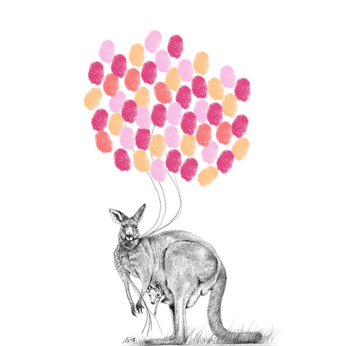 Kangaroo Print | Fingerprint Balloons | Thumbprint Art | Kangaroo ...