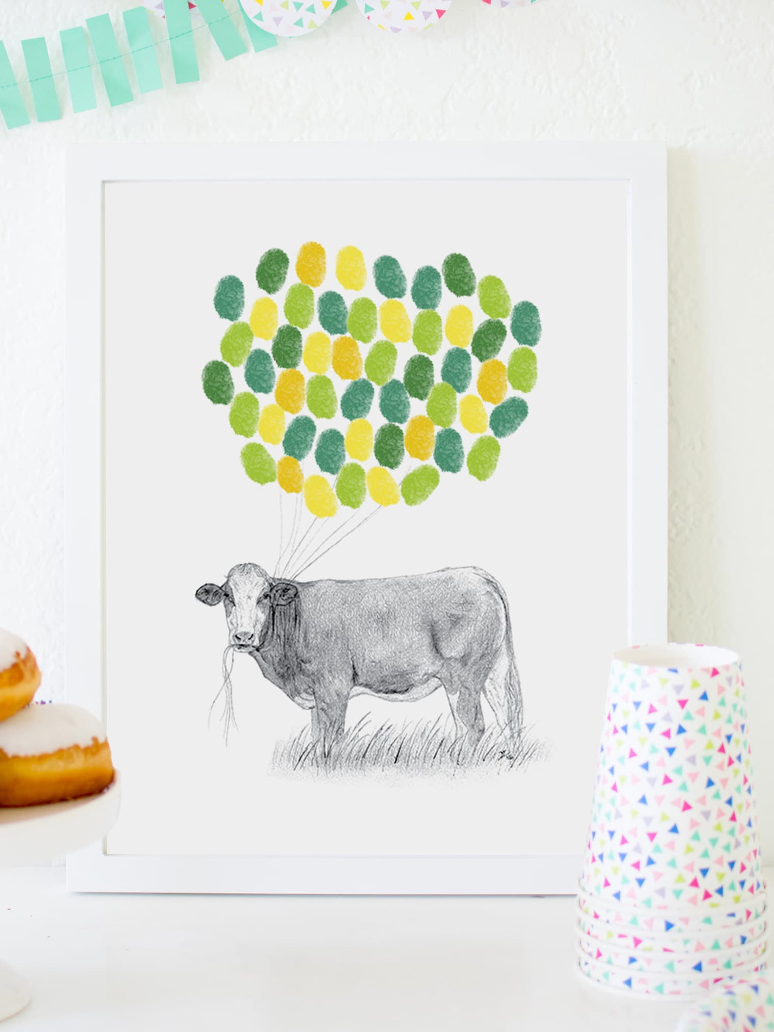 Cow Print | Fingerprint Balloon | Thumbprint Art | Party Craft | Farm ...