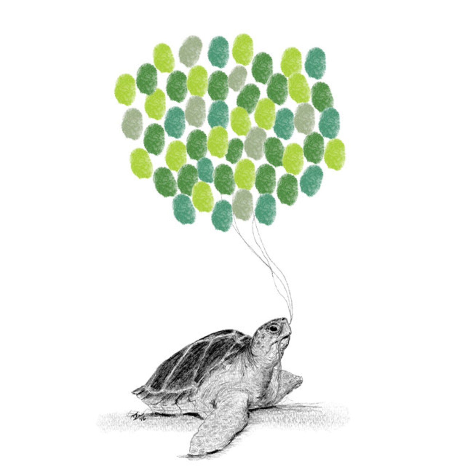 Sea Turtle Print | Fingerprint Art | Baby Shower Gift | Thumbprint ...