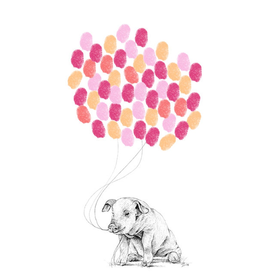 Pig Print | Fingerprint Balloons | Barnyard Party | Baby Shower ...