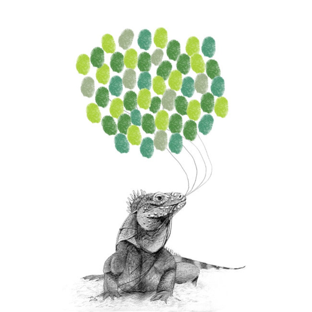 Iguana Print | Kid Art | Thumbprint Craft | Fingerprint Balloons ...