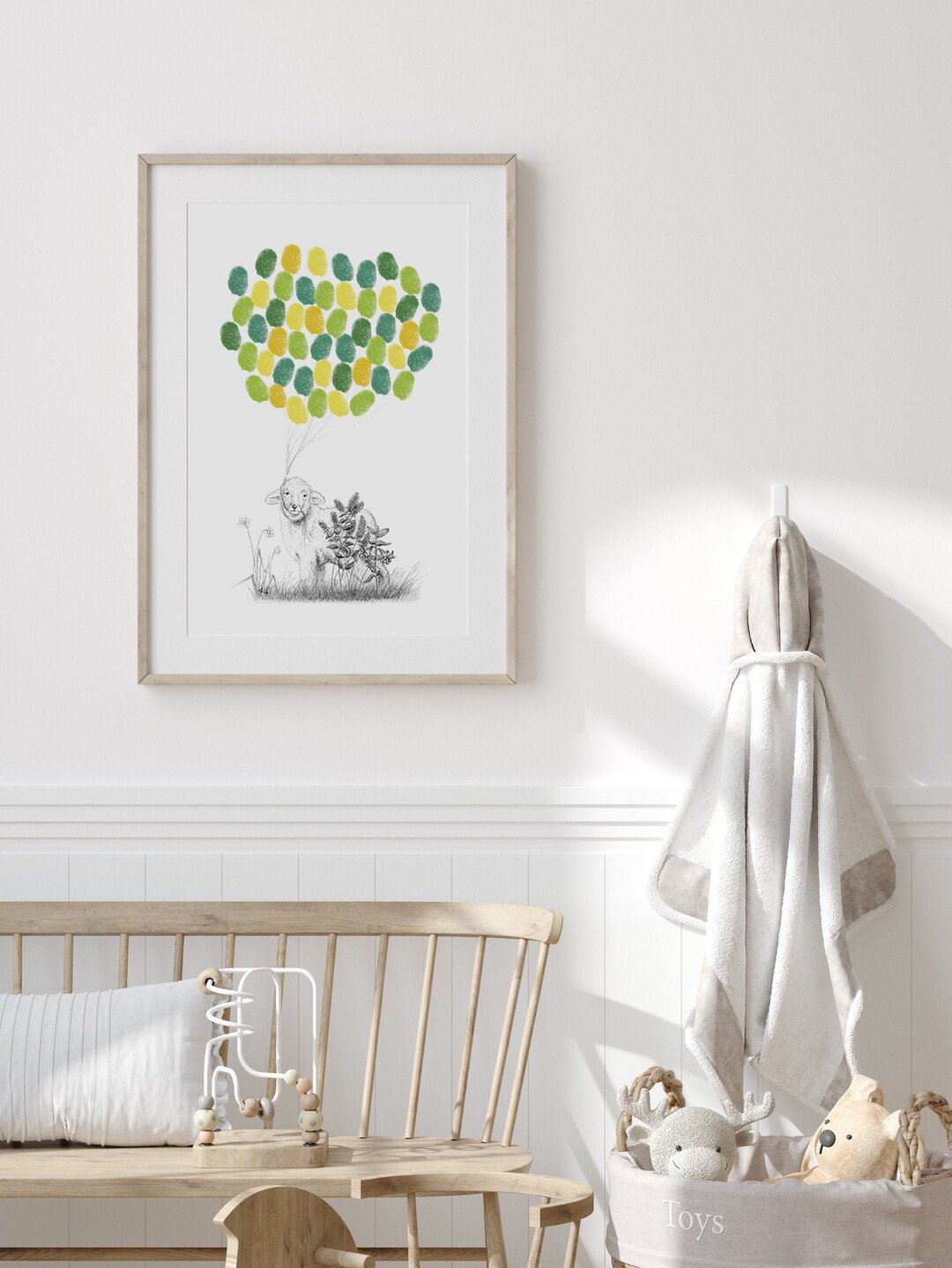 Lamb Print | Fingerprint Balloons | Baby Shower Guestbook | Thumbprint ...