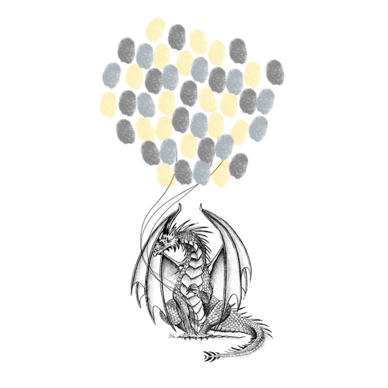 Dragon Print | Fingerprint Balloons | Thumbprint Art | Dragon Party - Etsy